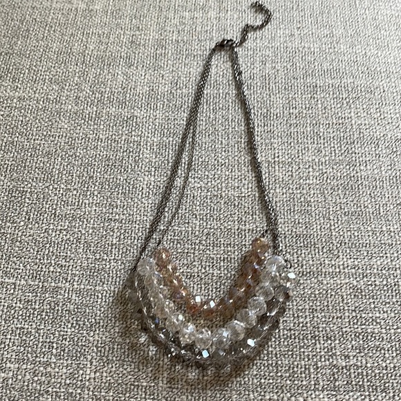 Jewelry | Vintage Mid Century 3 Strand Crystal Necklace Amber Clear ...